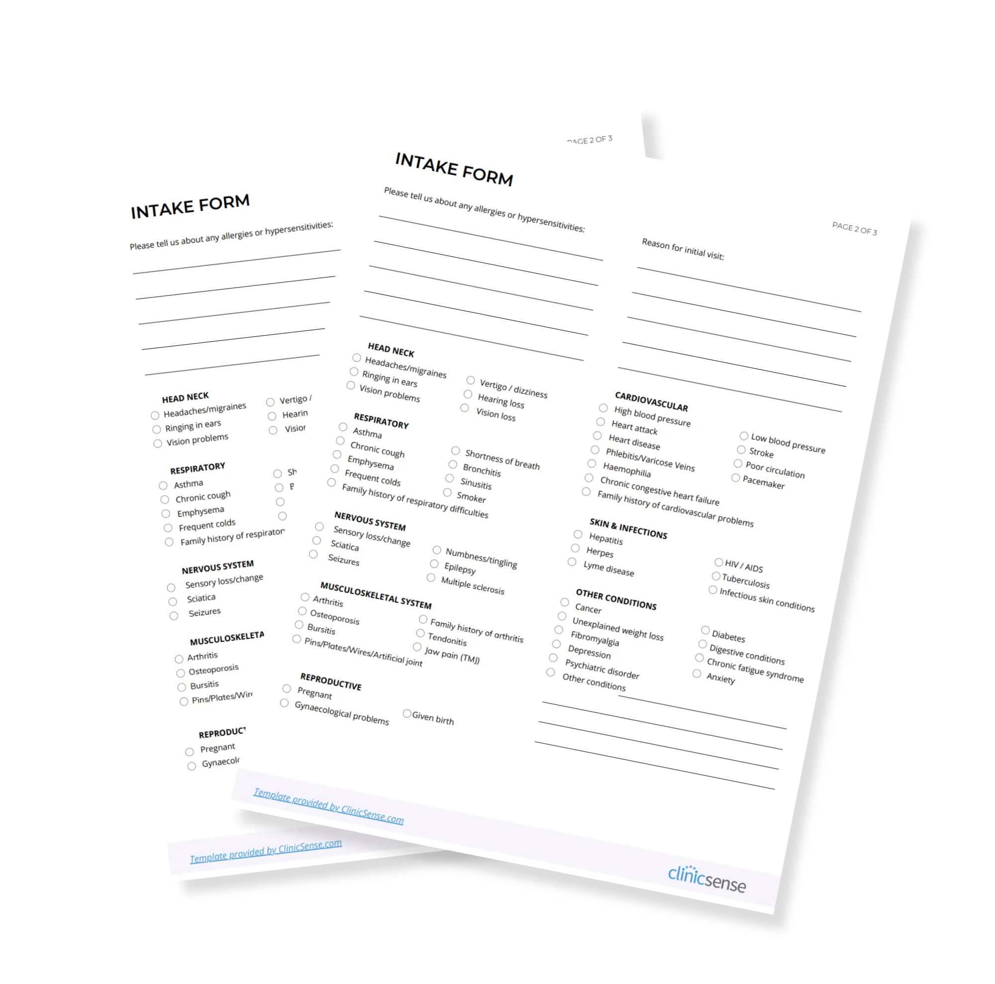 Free Intake Form Template | ClinicSense